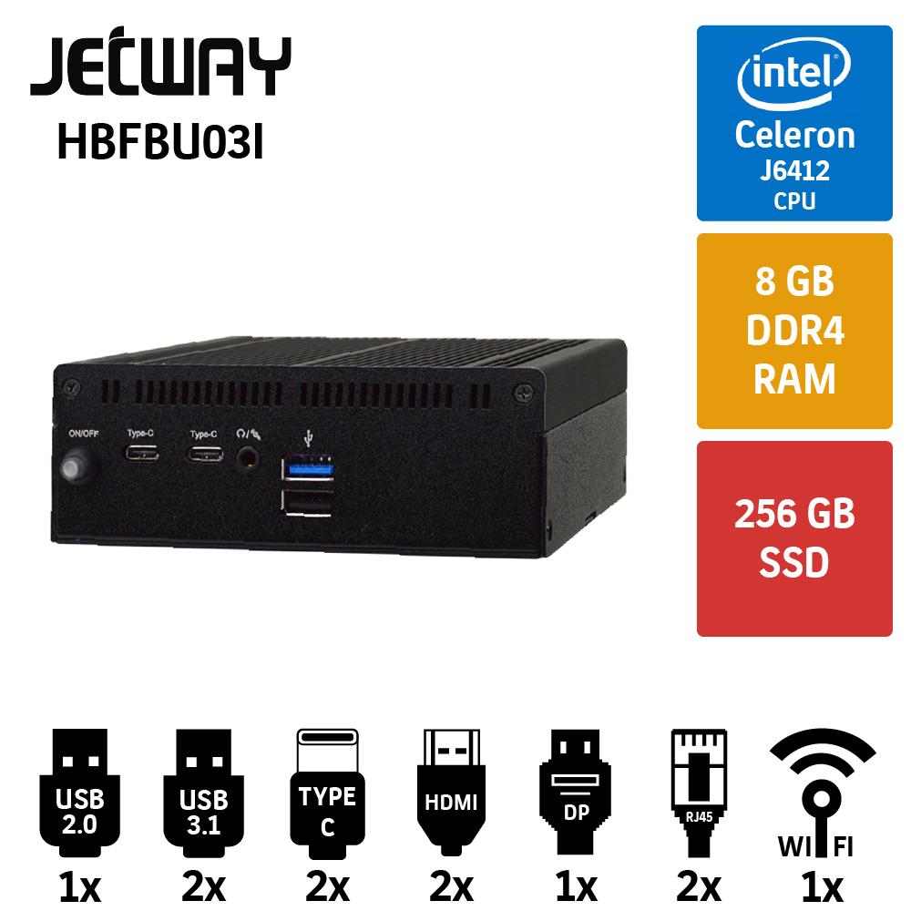 Jetway HBFBU03I-6412 8GB 256GB SSD 2XHDMI Endüstriyel Mini Pc - 379 $ + KDV